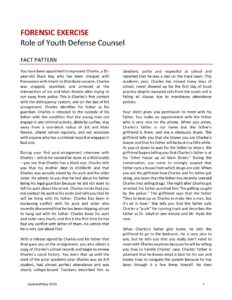 Role of Counsel Forensic Exercise Fact Pattern – The Gault Center